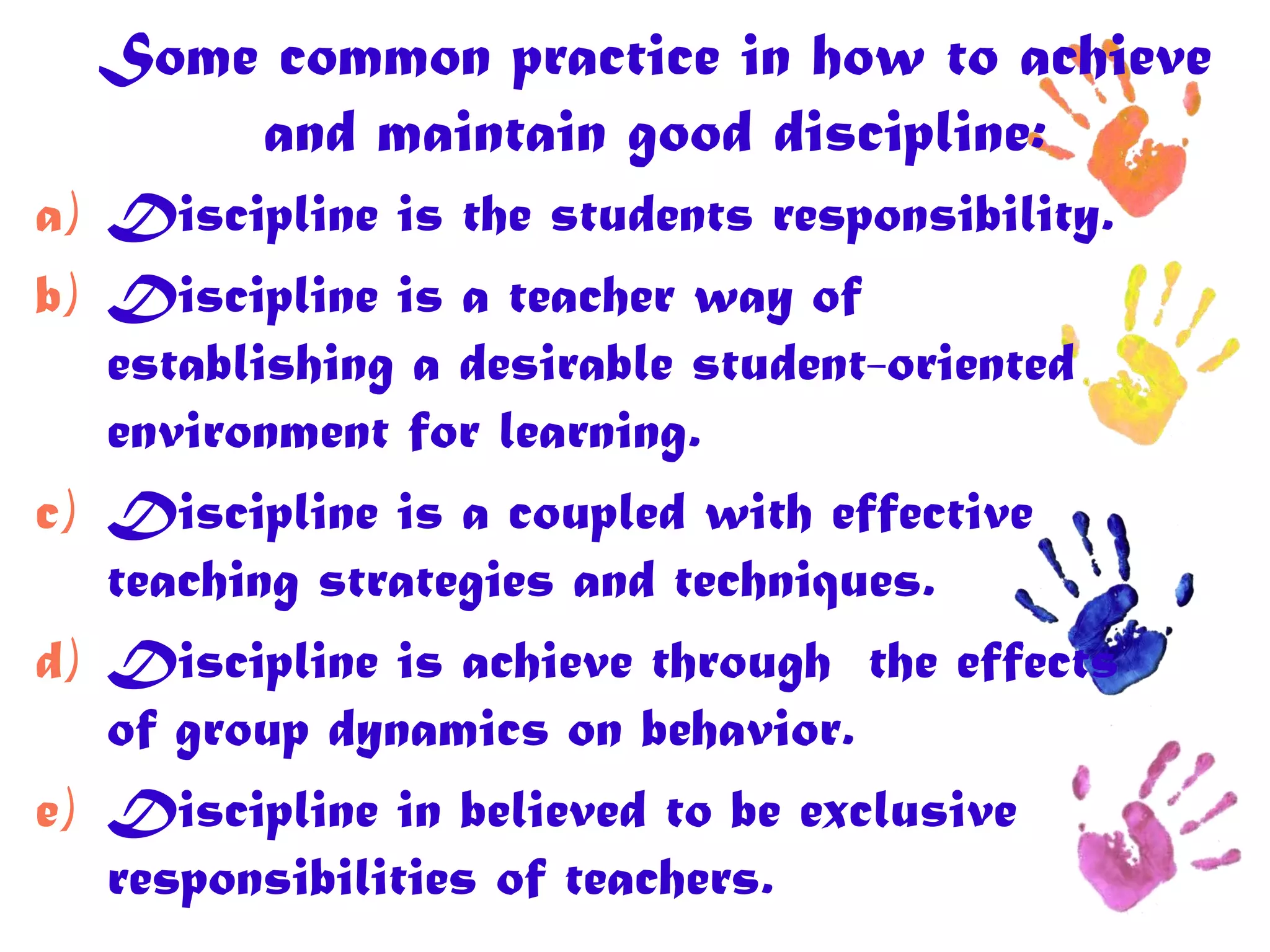 Discipline in Classroom Management | PPTX