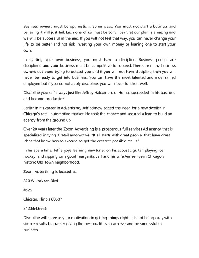 Discipline the key to jeffrey halcomb's success | DOCX