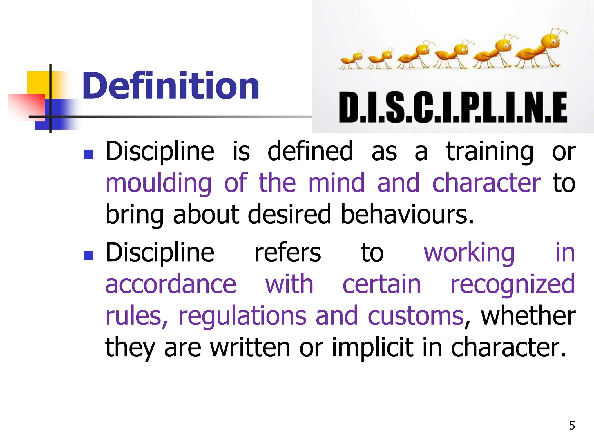 discipline is method to control the empl | PPT