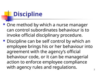 discipline is self control subordinate behaviour | PPTX