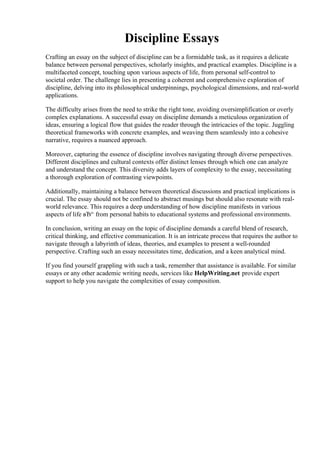 Discipline Essays. Essay on Discipline in English, Write an Essay on ...