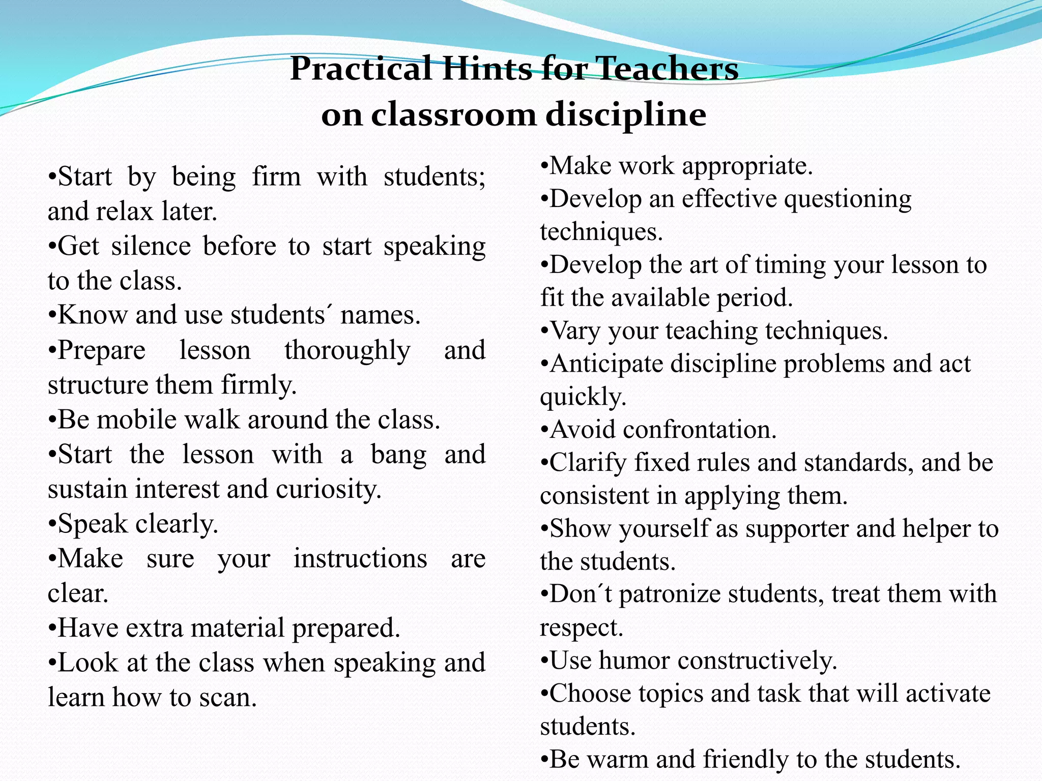 Discipline in classroom and classroom management | PPTX
