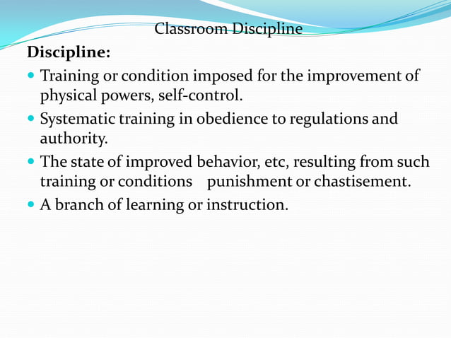 Discipline in classroom and classroom management | PPTX | Professional ...