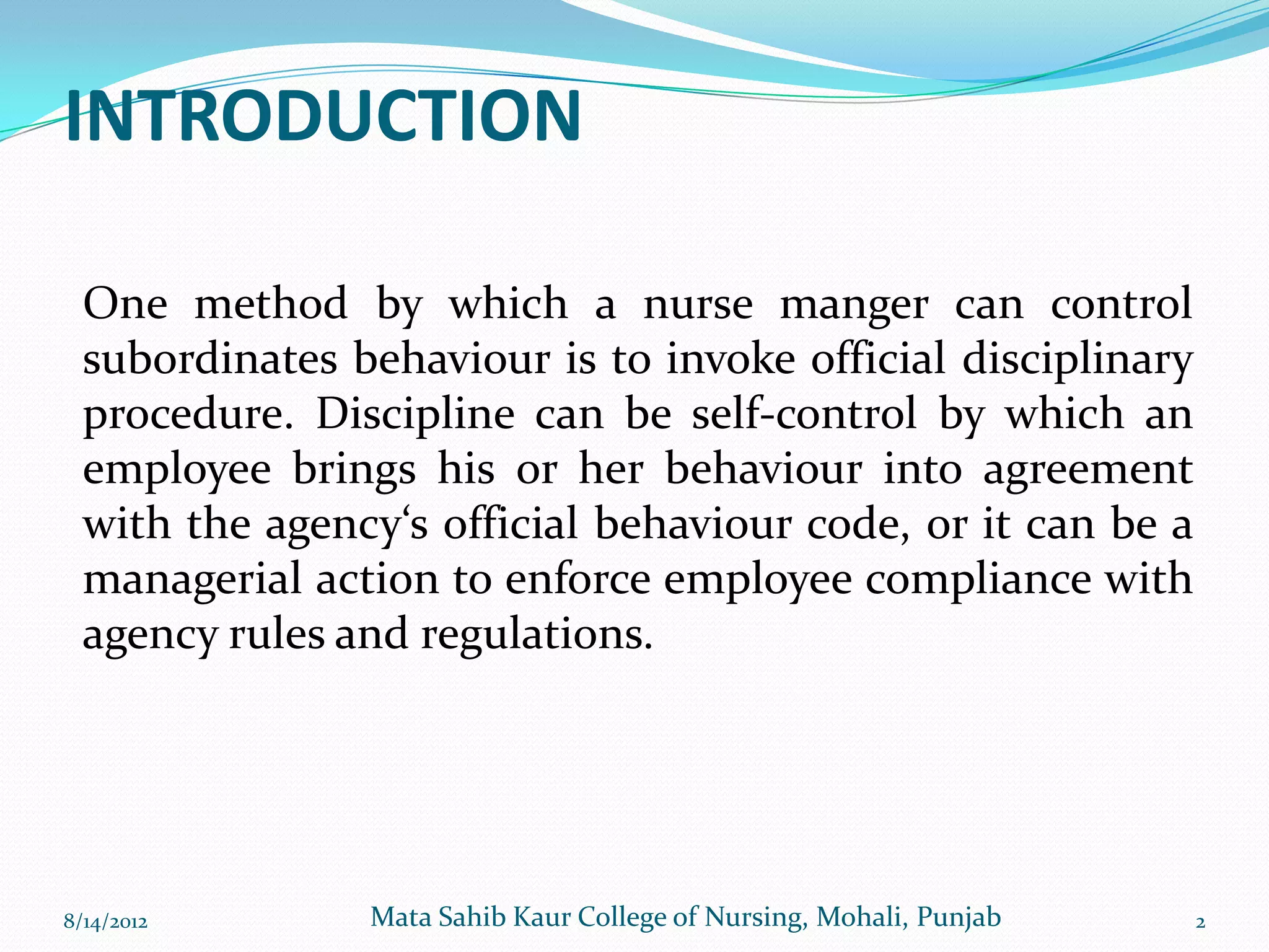 Discipline in nursing | PPTX