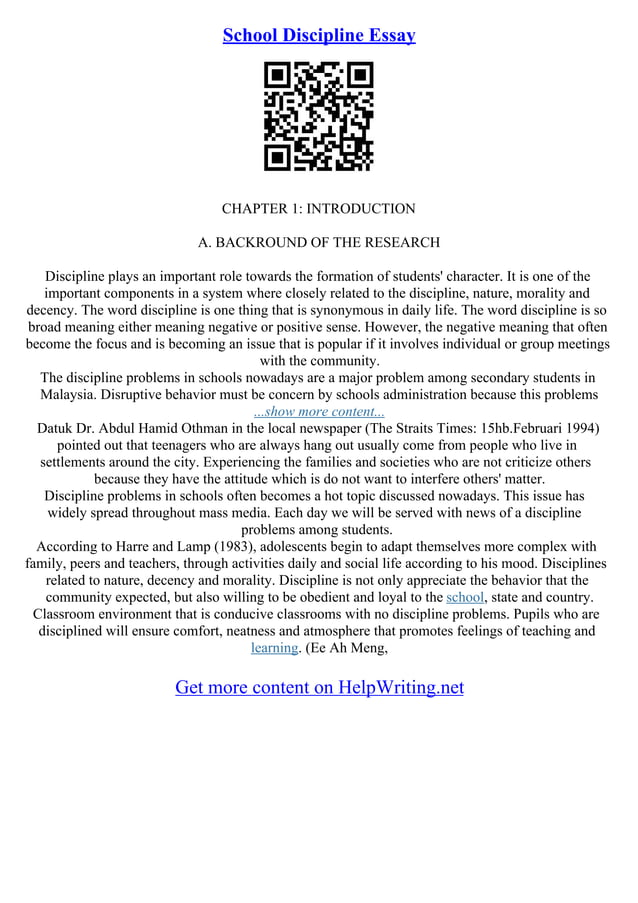 Discipline In School Essay | PDF