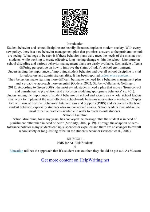 Discipline In School Essay | PDF