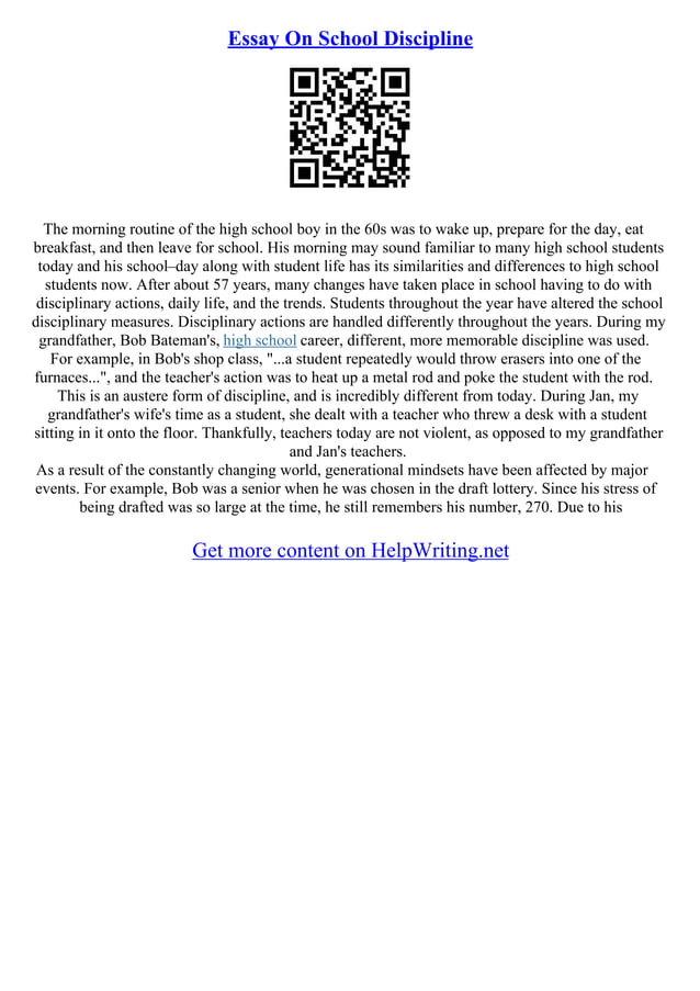 Discipline In School Essay | PDF