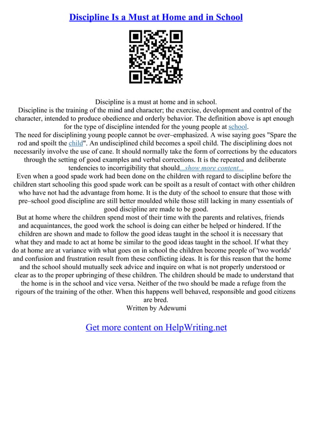 Discipline In School Essay | PDF