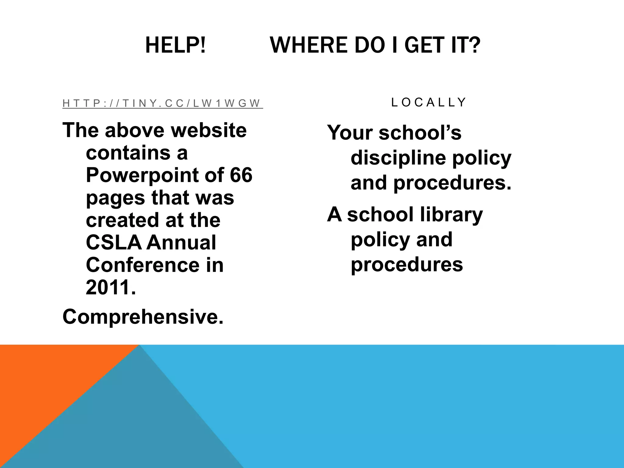 Discipline in the library | PPT