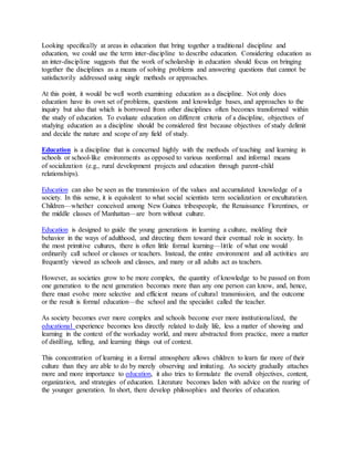 Discipline meaning in education and education project topics | DOCX