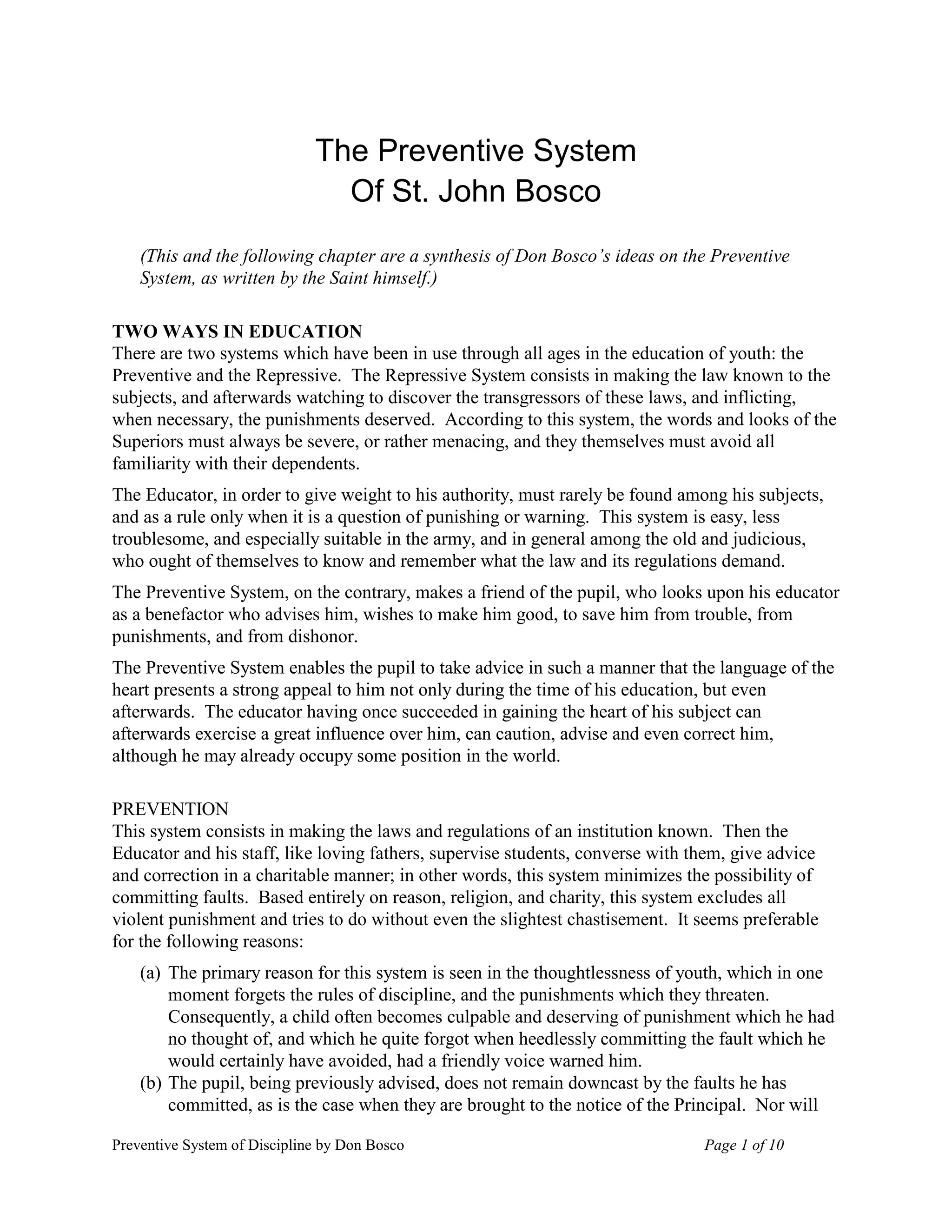 Discipline of St John Bosco | PDF