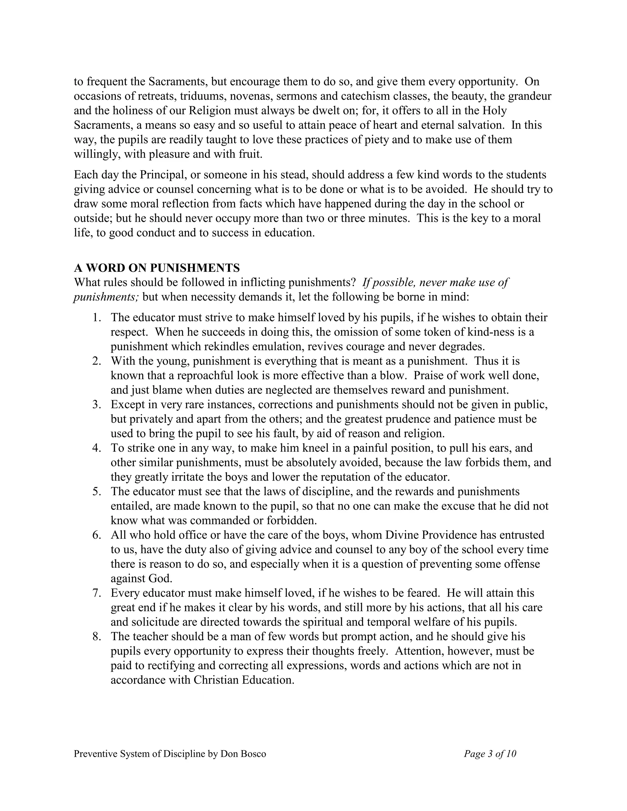 Discipline of St John Bosco | PDF