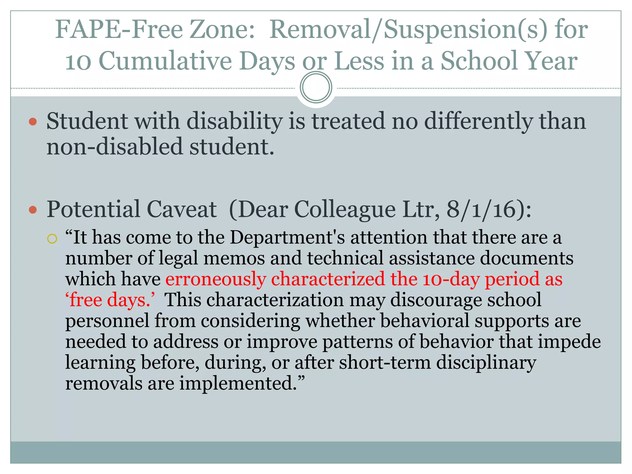 Discipline of students with disabilities -2 fundamentals, 3 special ...
