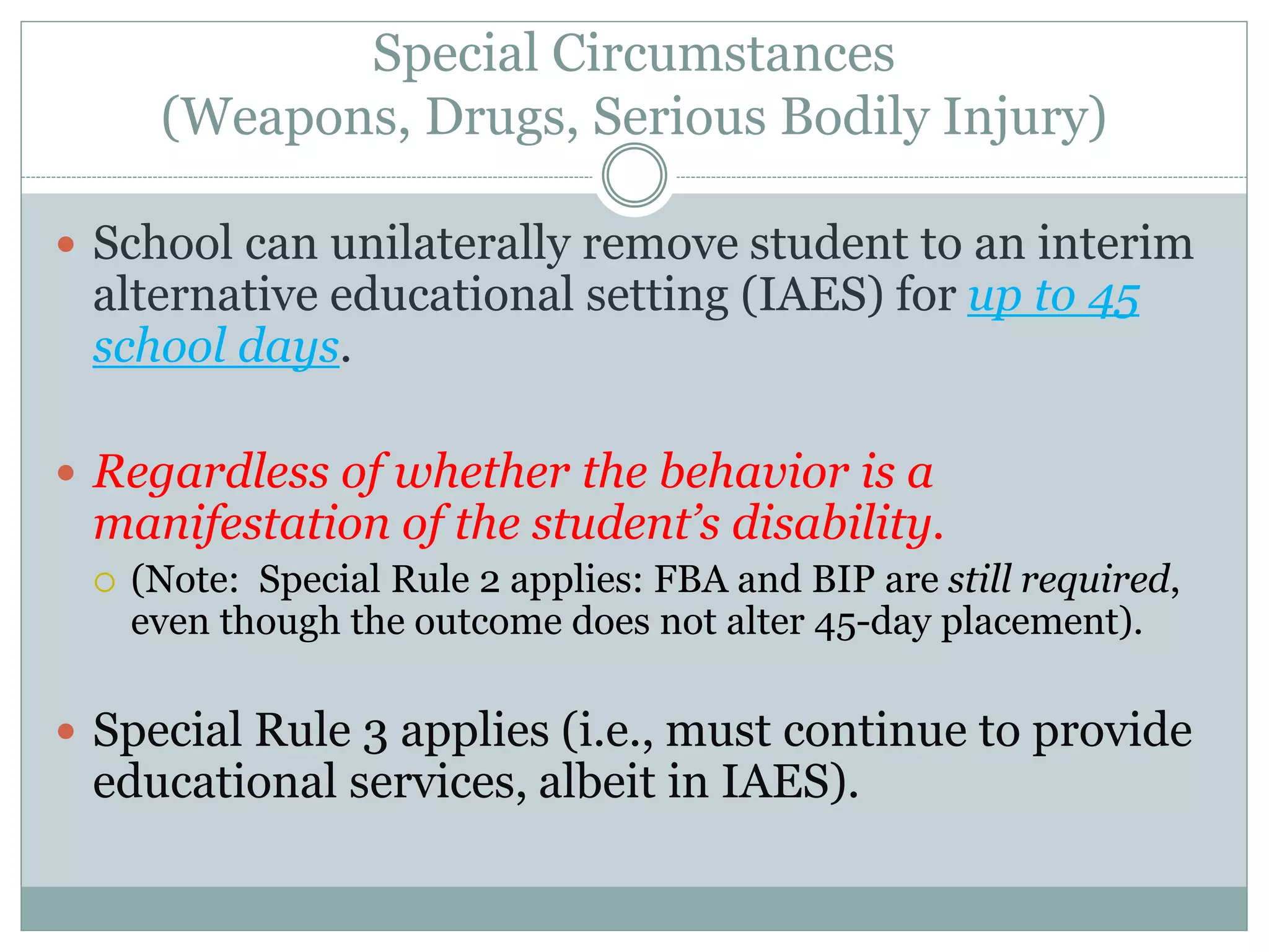 Discipline of students with disabilities -2 fundamentals, 3 special ...