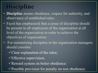 Discipline ; unity of command | PPTX