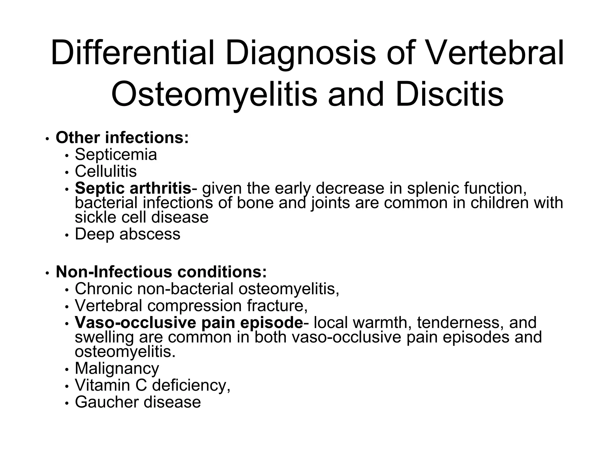 Discitis and osteomyelitis in Sickle cell disease | PPTX | Bone and Joint Conditions | Diseases ...
