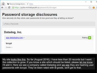 Disclosing password hashing policies | PPT