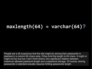 Disclosing password hashing policies | PPT