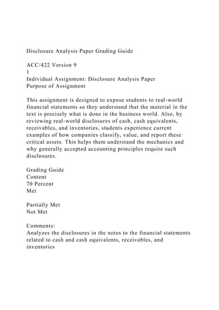 Disclosure Analysis Paper Grading GuideACC422 Version 91.docx