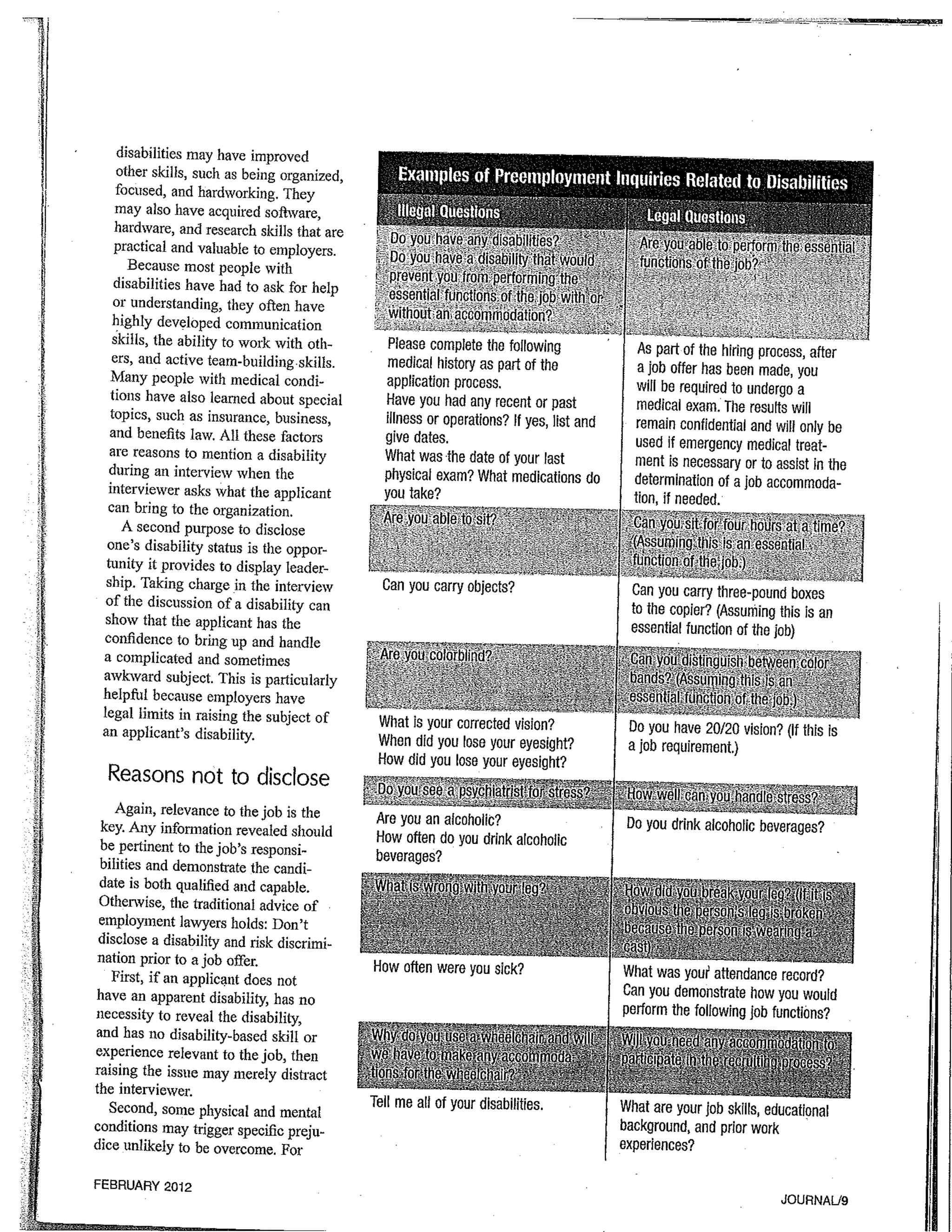 Disclosure in job interview | PDF