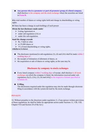 Disclosure requirements in a listed company for us for Acquisition or ...