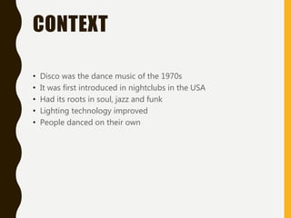 DISCO MUSIC & ACTIVITIES | PPTX
