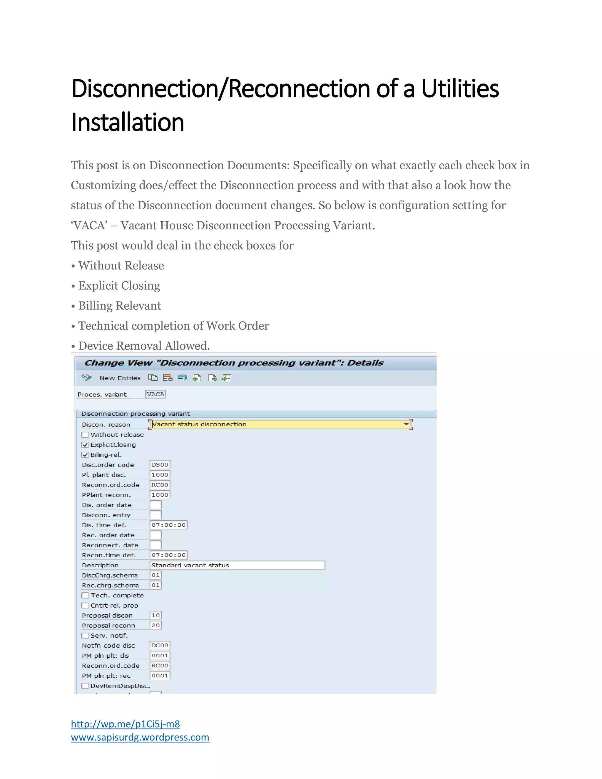 Disconnection/Reconnection of a Utilities Installation | PDF