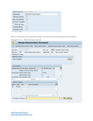 Disconnection/Reconnection of a Utilities Installation | PDF