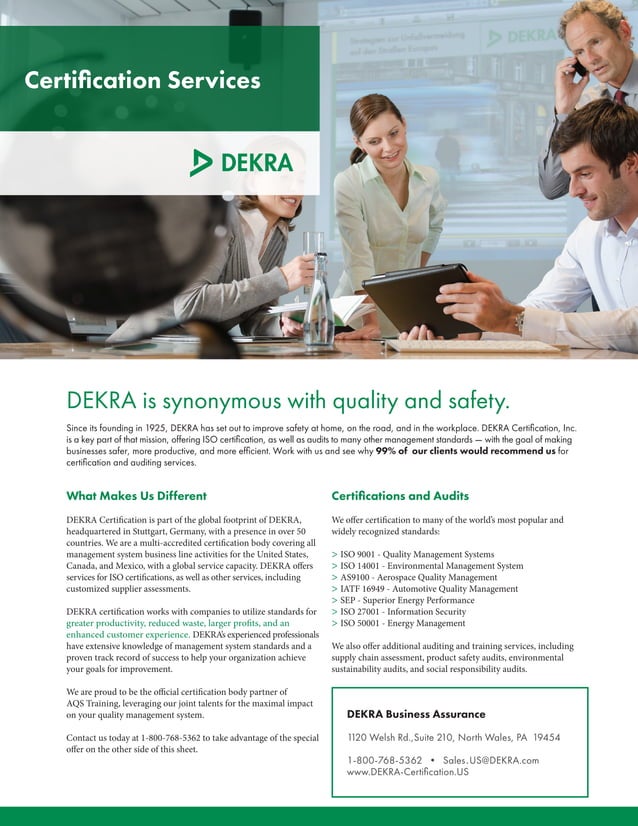 Certification DISCOUNT from DEKRA | PDF