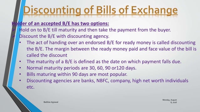 Discounting of Bills of Exchange | PPTX | Consumer Banking | Personal Finance