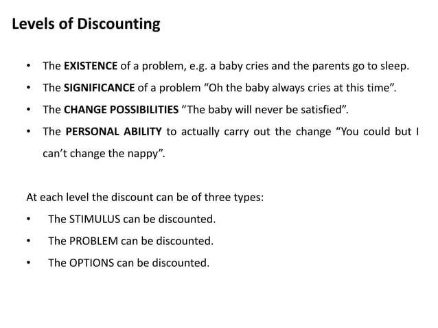 Discount matrix (Transactional analysis / TA is an integrative approach ...