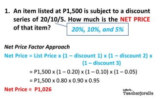Example Trade Discount Series