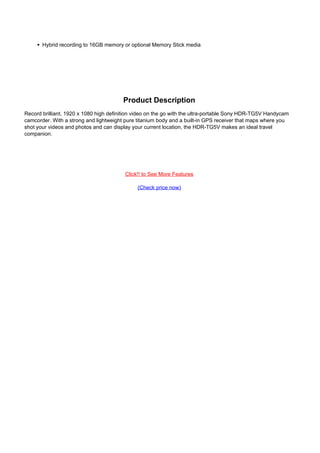 Discount sony hdr tg5 v high definition handycam camcorder with built ...