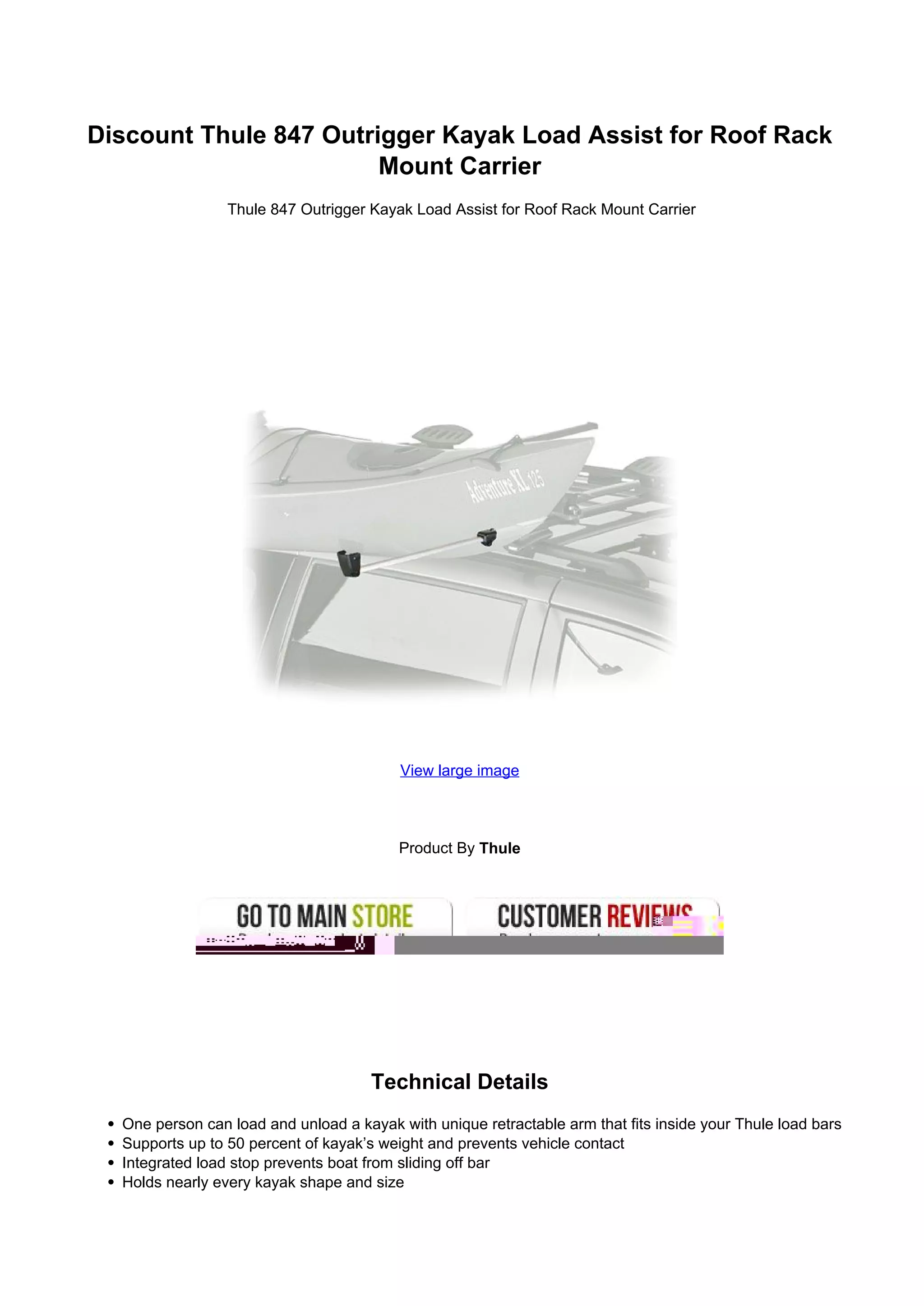 Discount thule 847 outrigger kayak load assist for roof rack mount ...