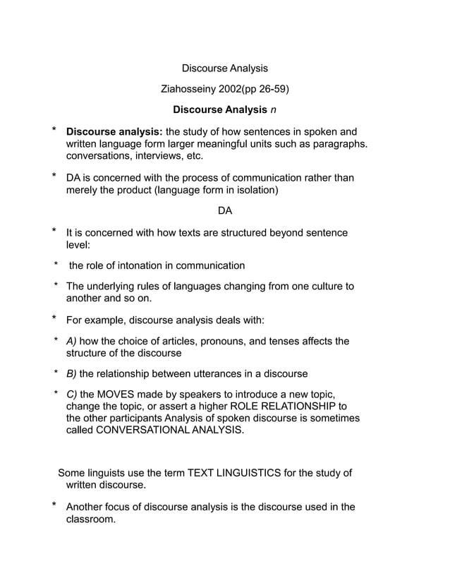 Discourse analysis | PDF