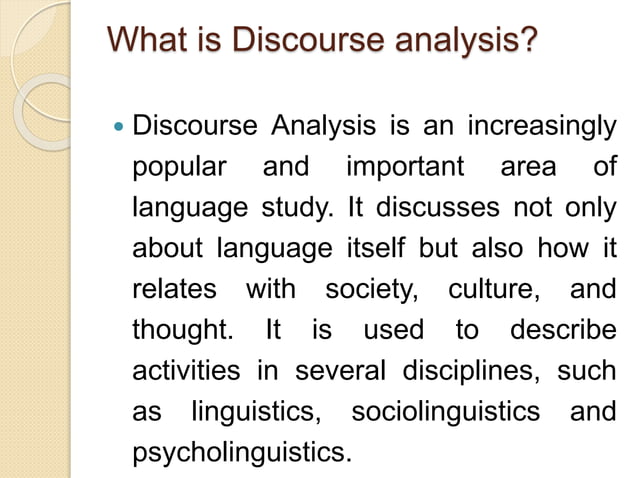 Discourse analysis | PPT | Free Download