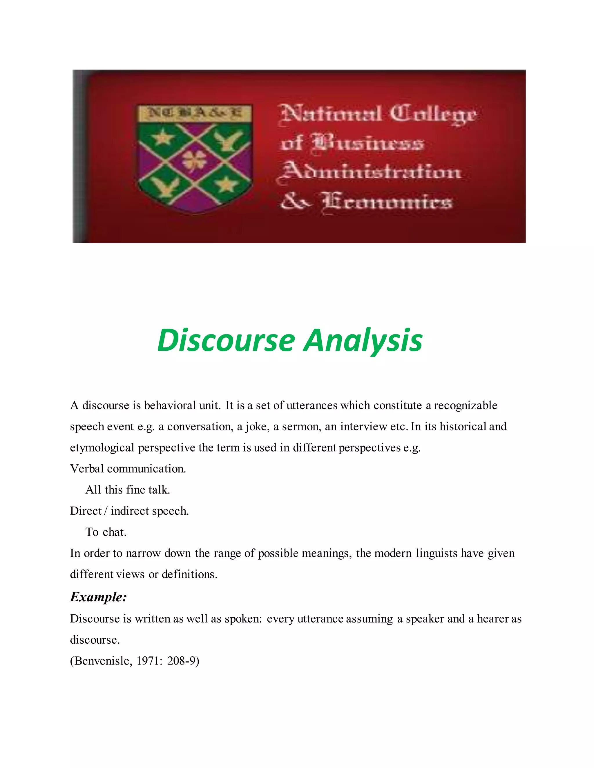 Discourse analysis | PDF