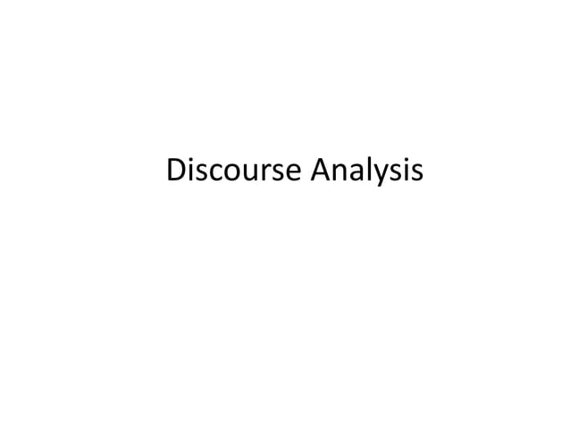 Discourse Analysis. Simple Introduction pptx | PPT