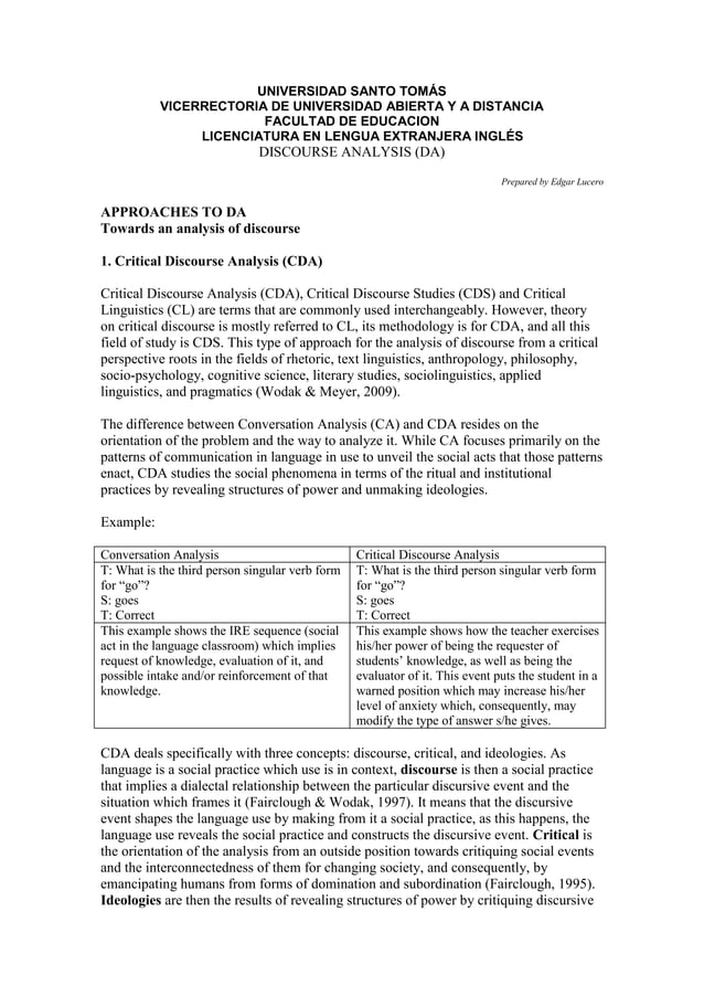 Discourse analysis cda summary | PDF