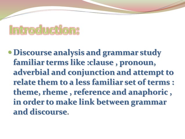 Discourse analysis and grammar | PPSX
