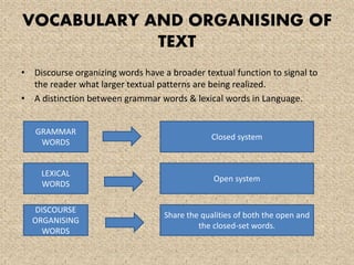 Discourse analysis and vocabulary | PPTX