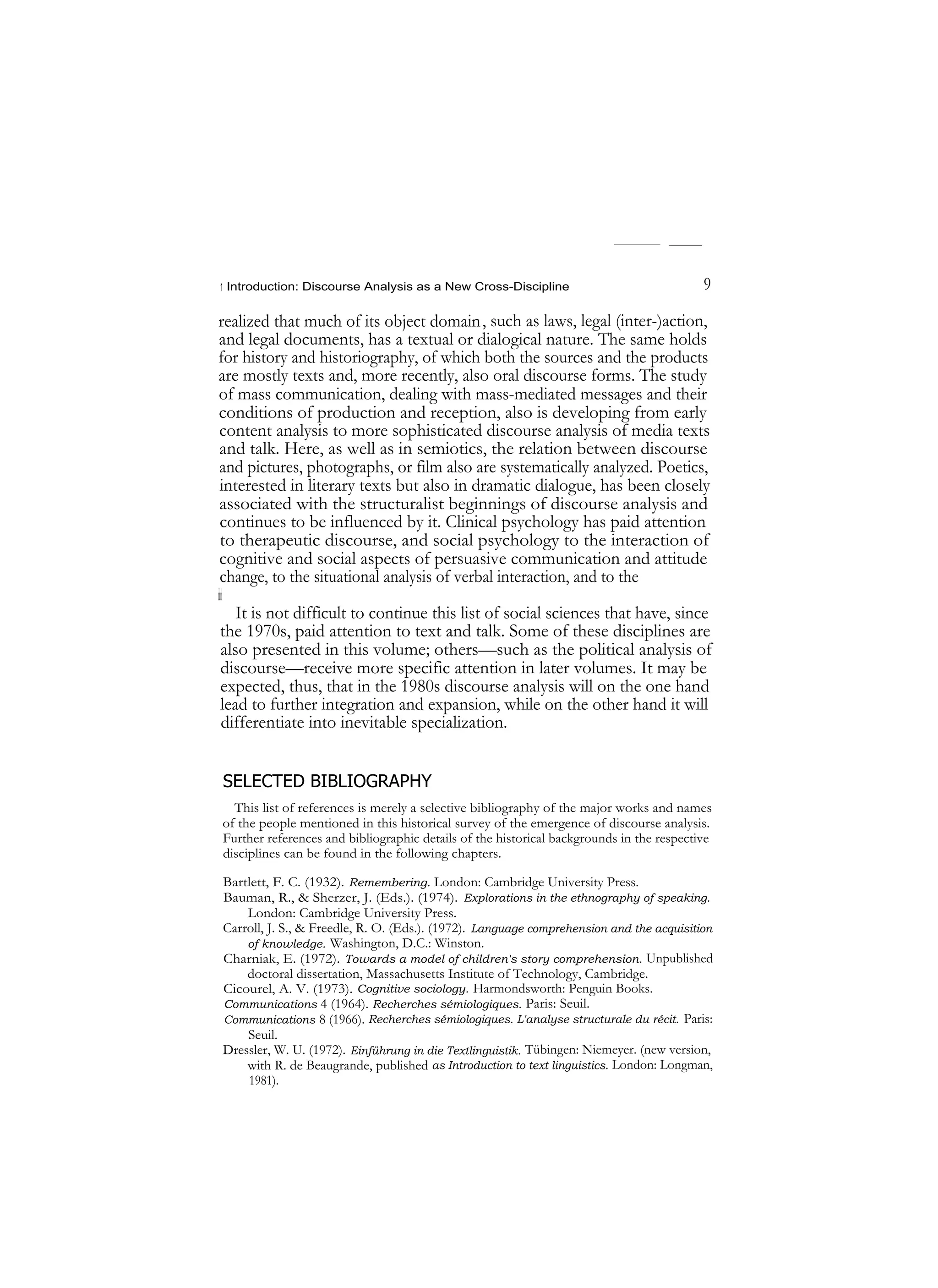 Discourse analysis as a new cross discipline | PDF