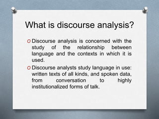 Discourse analysis for language teacher. | PPT