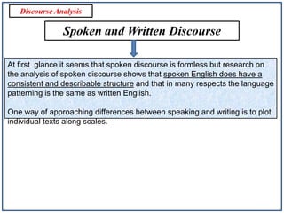 Discourse analysis (Schmitt's book chapter 4) | PPTX