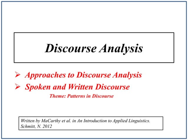 Discourse Analysis Approaches | PPT