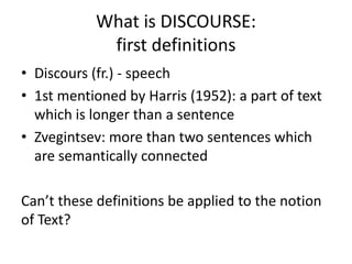 Briefly on Discourse and Cognition | PPT