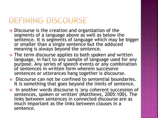 Discourse and the sentence | PPTX