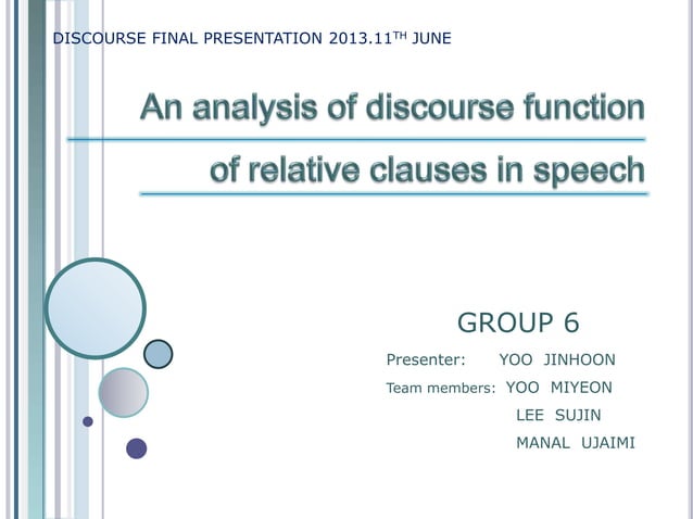 Discourse functions of relative clauses | PPT