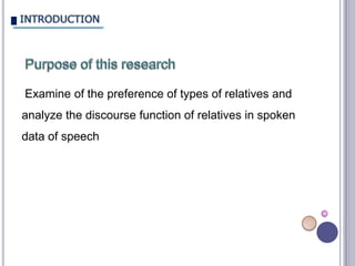Discourse functions of relative clauses | PPT