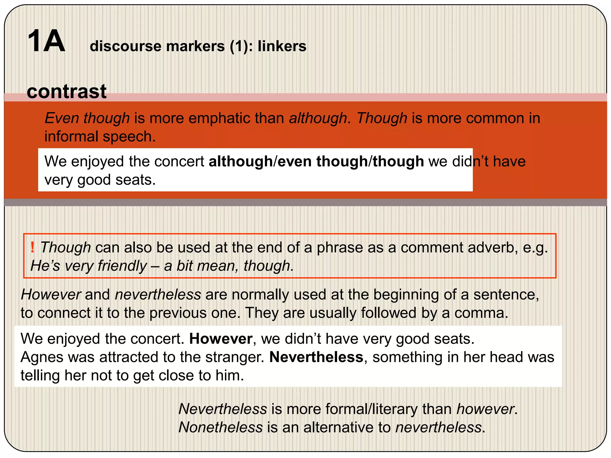 Discourse markers NEF Advanced lesson 1 | PPTX